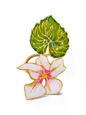Oscar De La Renta Floral And Leaf Brooch - Gold