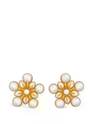 Oscar De La Renta Flower Stud Earrings - Gold