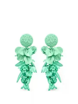 Oscar De La Renta Floral Drop Earrings - Green