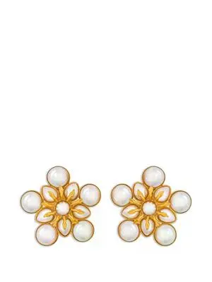 Oscar De La Renta Flower Earrings - Gold