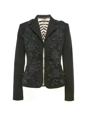 Roberto Cavalli Floral-appliqué Blazer - Black