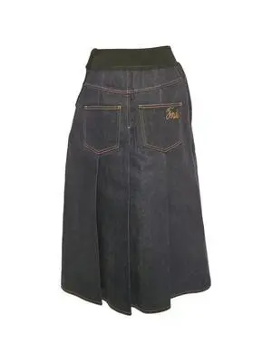 Fendi Denim Pleated Midi Skirt