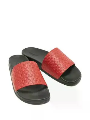 Balmain Monogram Leather Slides