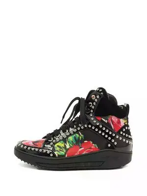 Dsquared2 Canvas And Leather Floral High-top Sneakers