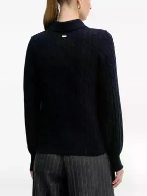 Barbour Evie Cable Knit Polo Top - Blue