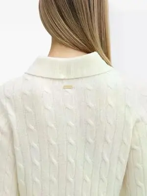 Barbour Evie Cable-knit Polo Top - Neutrals