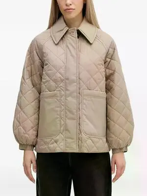 Barbour Quilted Jacket With Check Collar