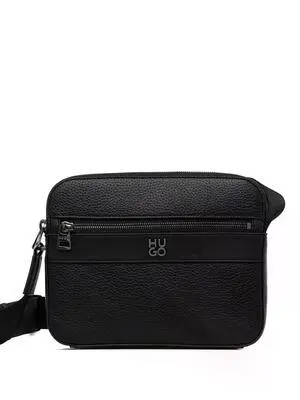 Hugo Logo Zip Shoulder Bag - Black
