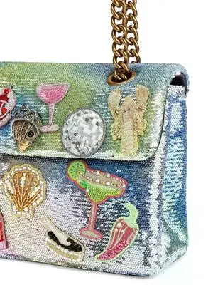 Kurt Geiger Sequin-embellished Shoulder Bag - Silver