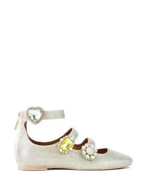 Kurt Geiger Embellished Strap Ballet Flats - Silver