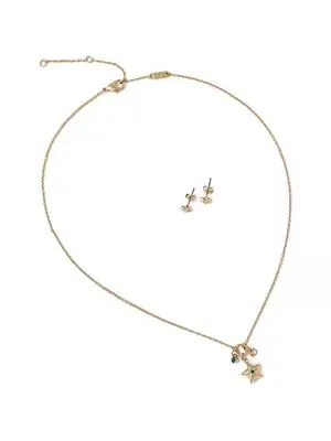 COACH Star Pendant Necklace And Earrings Set - Gold