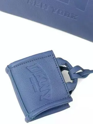 Dkny Logo-embossed Charm Tote Bag - Blue