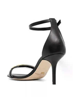 Elisabetta Franchi Leather Sandals With Transparent Insert