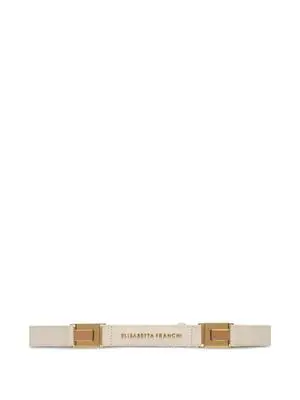 Elisabetta Franchi Logo Leather Belt - Neutrals