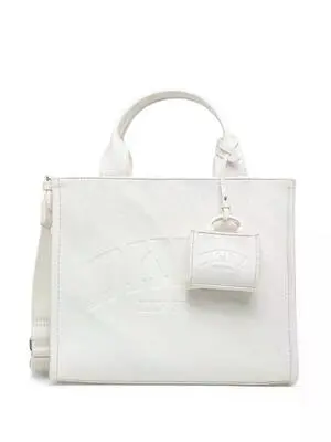 Dkny Logo-embossed Charm Tote - White