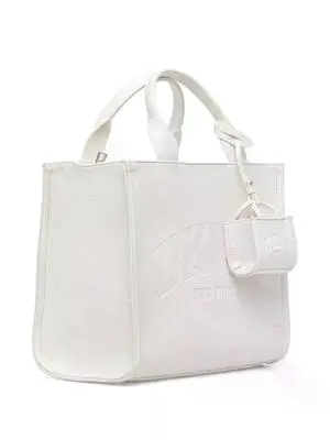 Dkny Logo-embossed Charm Tote - White