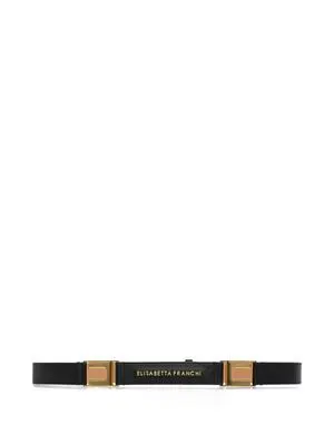 Elisabetta Franchi Leather Belt With Logo - Black