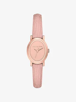 Michael Kors Petite Maude Lizard Embossed Leather Watch - Pink