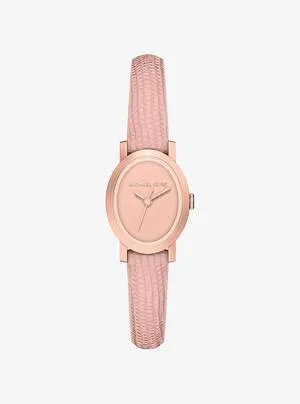Michael Kors Petite Maude Rose Gold-tone Watch With Lizard Embossed Leather Strap - Pink