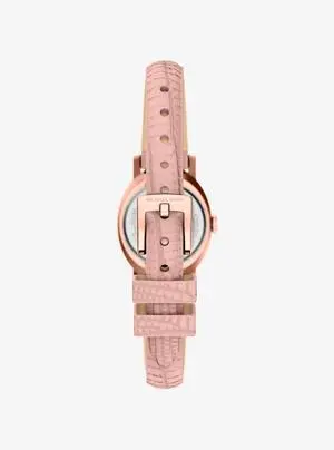 Michael Kors Petite Maude Rose Gold-tone And Lizard Embossed Leather Watch In By