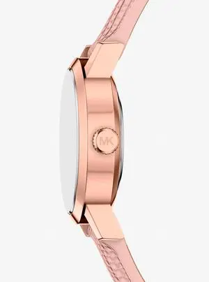 Michael Kors Petite Maude Rose Gold-tone And Lizard Embossed Leather Watch In By