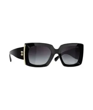 Chanel Rectangle Sunglasses - Black & Gold