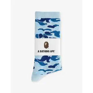 A BATHING APE Camo-print Stretch-cotton Socks - Blue