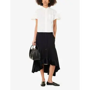 Sacai Pleated Asymmetric Midi Skirt