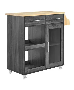 MODWAY Culinary Kitchen Cart With Spice Rack - Charcoal Natural