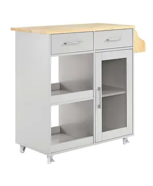 MODWAY Culinary Kitchen Cart With Spice Rack - Light Gray Natural