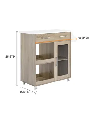 MODWAY Culinary Kitchen Cart With Spice Rack - Oak White