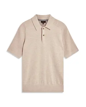 Ted Baker London Otiso Ribbed Raglan Sleeve Polo - Taupe