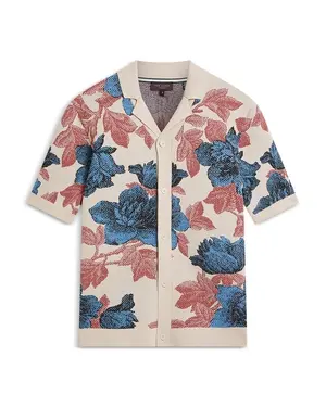 Ted Baker London Ashqara Short Sleeve Relaxed Floral Button Through Shirt - Multicolor