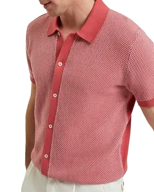 Ted Baker London Noliva Short Sleeve Small Stitch Button Through Polo - Red