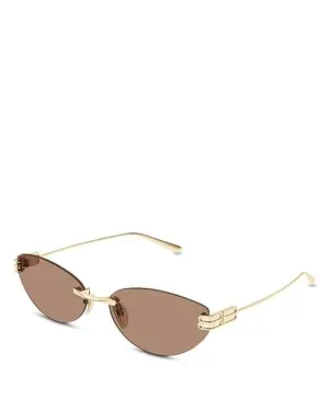 Balenciaga Cat Eye Rimless Sunglasses, 61mm - Gold