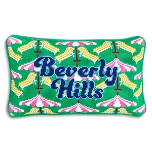 FURBISH Beverly Hills Needlepoint Decorative Pillow Exclusive - Pastel Green