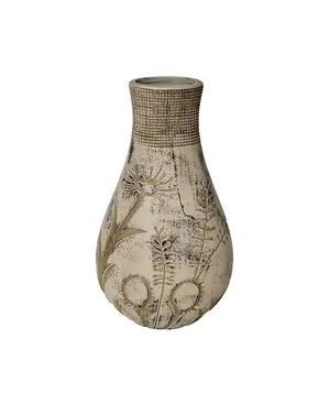 TOV FURNITURE Earthenware Floral Pattern Vase - Gray