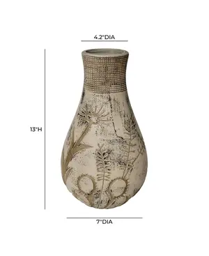 TOV FURNITURE Earthenware Floral Pattern Vase
