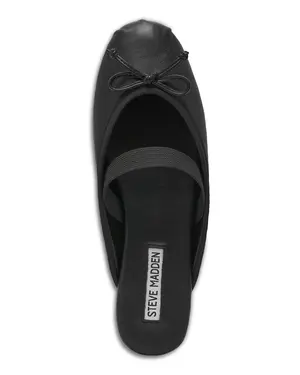 Steve Madden Satin Ballerina Flats - Black Leather