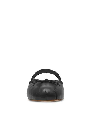 Steve Madden Satin Ballerina Flats - Black Leather