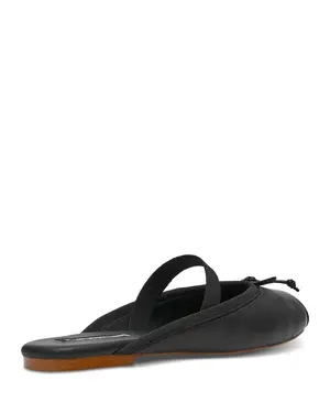 Steve Madden Satin Ballerina Flats - Black Leather