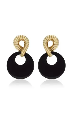 FOR FUTURE REFERENCE VINTAGE 1980s Yellow Gold And Onyx Earrings - Black