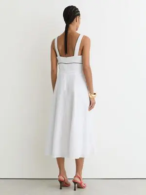 REISS Dorethea Linen Contrast-trim Midi Dress - Ivory