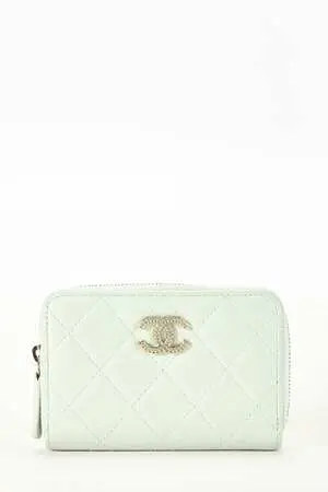Chanel Lambskin Zip Around Coin Purse - Green