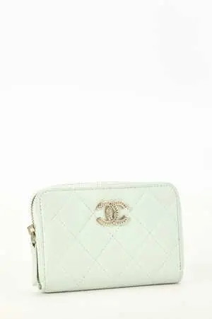 Chanel Lambskin Zip Around Coin Purse - Green