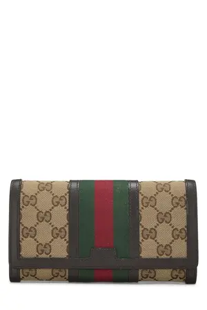 Gucci Original Gg Canvas Web Wallet - Brown