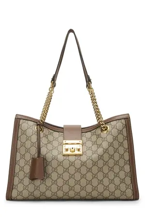 Gucci Gucci GG Supreme Canvas Padlock Shoulder Bag Beige