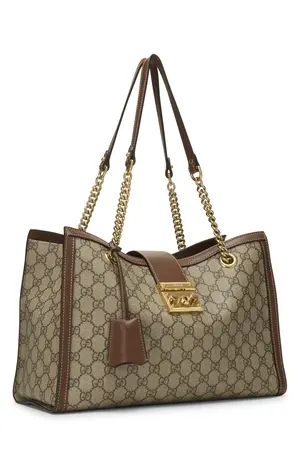 Gucci Gg Supreme Canvas Padlock Shoulder Bag - Brown