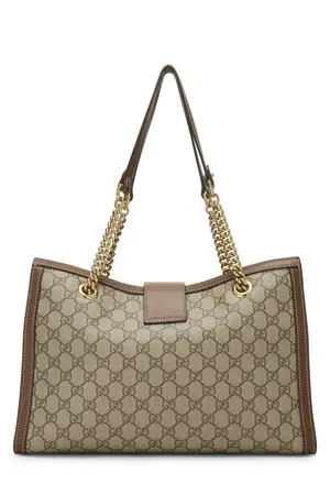 Gucci Gg Supreme Canvas Padlock Shoulder Bag - Brown
