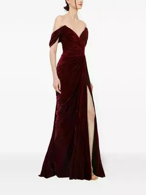 IRIS SERBAN Charlotte Off-shoulder Slit Maxi Dress